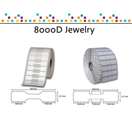 Zebra 8000D Jewelry - 53 mm x 13 mm - étiquettes bijouterie (sans rabats)